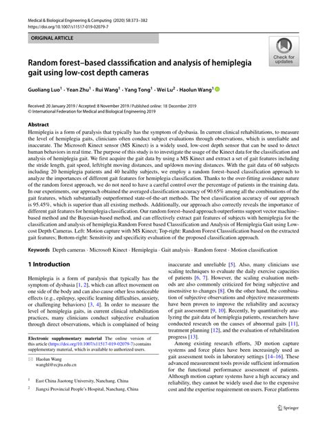 Pdf Random Forestbased Classsification And Analysis Of Hemiplegia