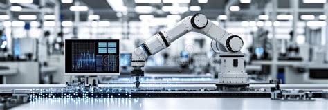 Robotic Assembly Line With Advanced Automation Tech Stock Illustration