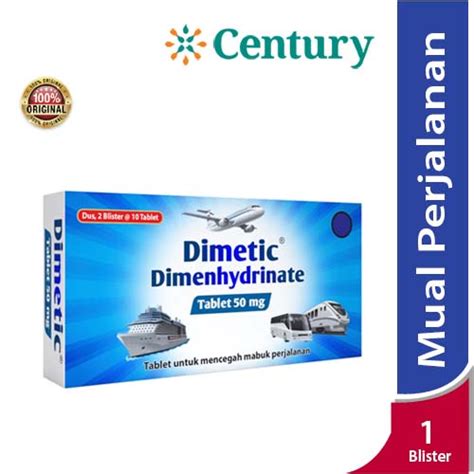 Jual Dimetic 50mg Tablet Obat Mabuk Perjalanan Shopee Indonesia
