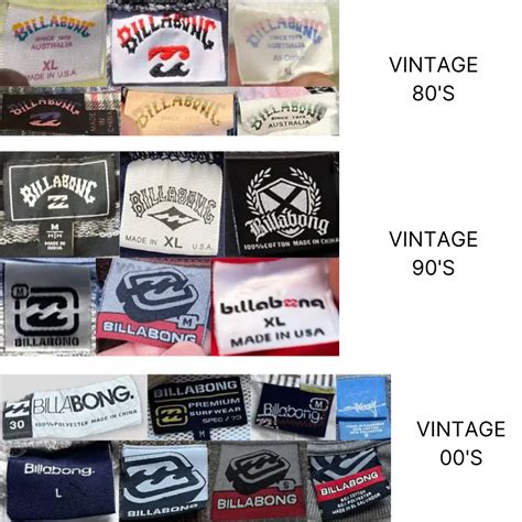Vintage Billabong Tag Étiquettes De Vêtements Tenues Vintage