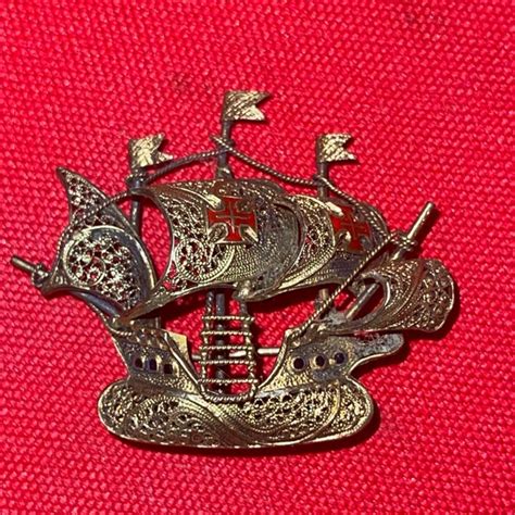 Jewelry Vintage Silver Filigree Gold Pirate Ship Broach Poshmark