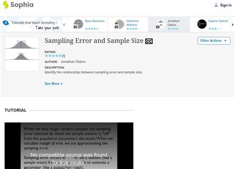 Sophia Sampling Error And Sample Size Lesson 3 Instructional Video