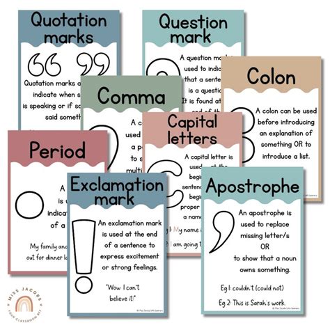 Punctuation Posters Cute Sea Life Classroom Decor Punctuation Posters Grammar Posters