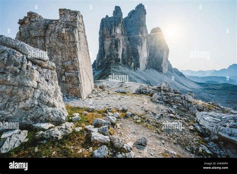 Summer Sunrise At Tre Cime Di Lavaredo In The Dolomites National Park