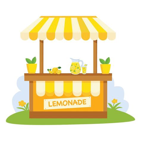 Wooden Lemonade Stand And Lemon Juice Illustration 47395545 Vector Art