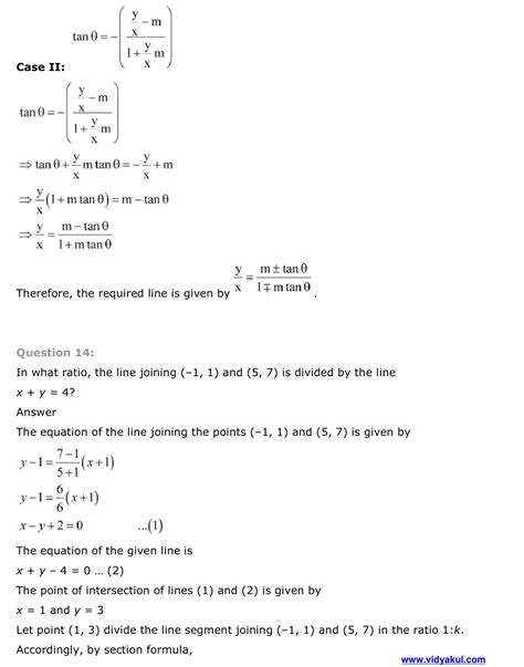 Class 11th Math Straight Lines Ncert Solution Cbse 2023