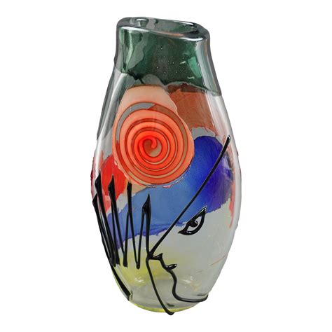 Mario Badioli Italy 1940 Signed Murano Art Glass Abstract Face Vase Chairish