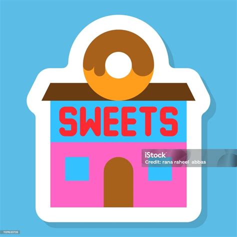 Sweet Shop Sticker Vector Isolated Flat Stye Icon Stock Illustration