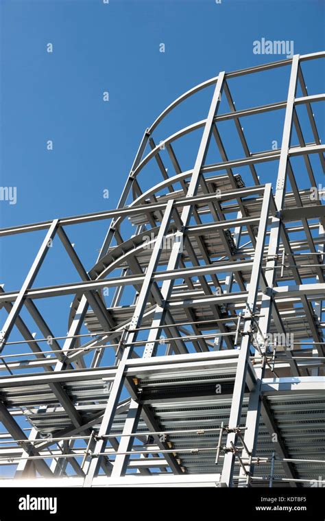 Silver Painted Structural Steelwork And Structural Decking Viewed