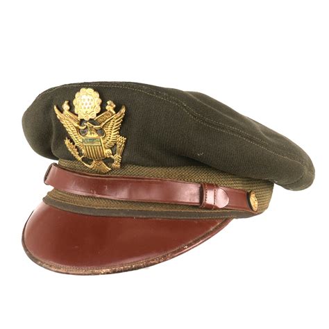 Original Us Wwii Usaaf Officer Winter Crush Visor Cap Rare 1st Type