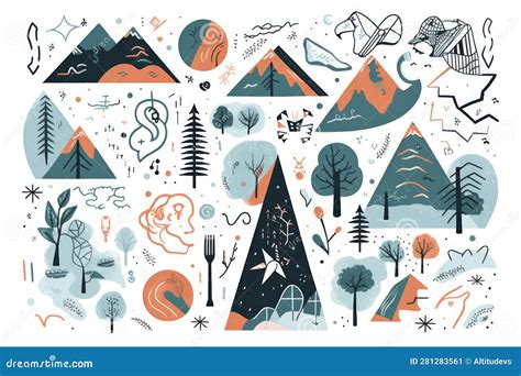 Collection Of Symbols With Each One Representing A Different Mental Health Issue Stock