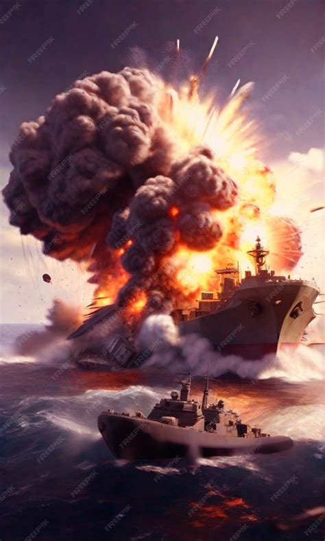 Premium Photo Explosions Water Ship Military Operations