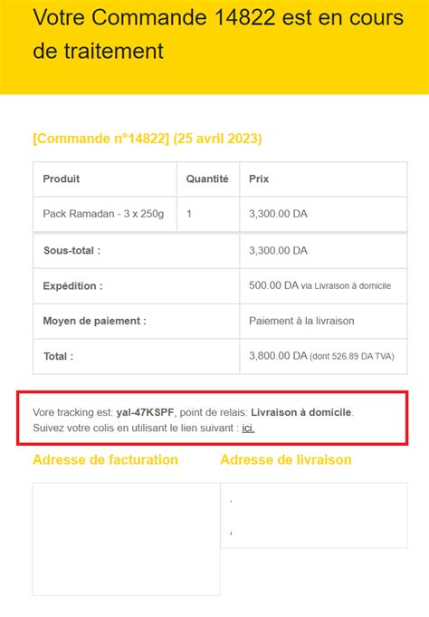 Yalidine Tracker La Miellée