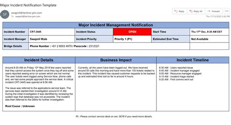Major Incident Notification Template Itsm Docs Itsm Documents And Templates