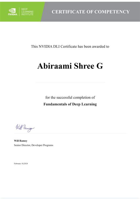 Abiraami Shree G On Linkedin Deeplearning Innovation Nvidia Certification Ai