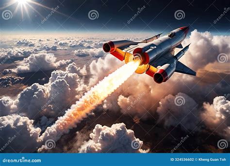 Rocket Hypersonic Speed Flight Glider Realistic Cartoon Background