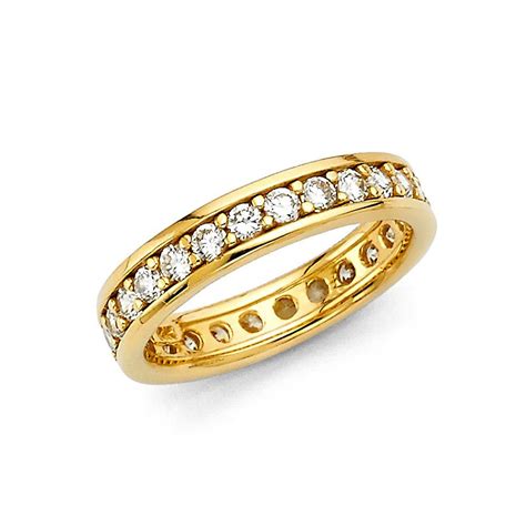 14k Yellow Gold Round Cz Cubic Zirconia Simulated Diamond Eternity