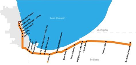 Stations And Map South Shore Line Illinois Central Railroad Map