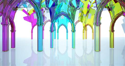 Premium Photo Abstract White And Colored Gradient Glasses Gothic Interior 3d Illustration And