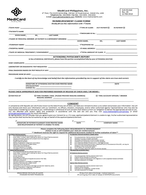 Medicard Reimbursement Claim Form Pdf