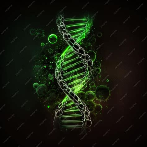 Premium Photo Fluorescent Green Dna Illustration Black Background Generative Ai