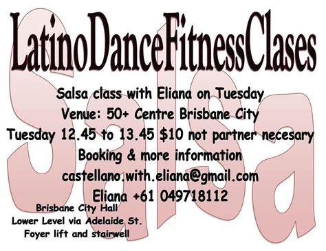 Salsa Class For Senior On Tuesday At Brisbane City With Eliana Brisbane City Hall Basement
