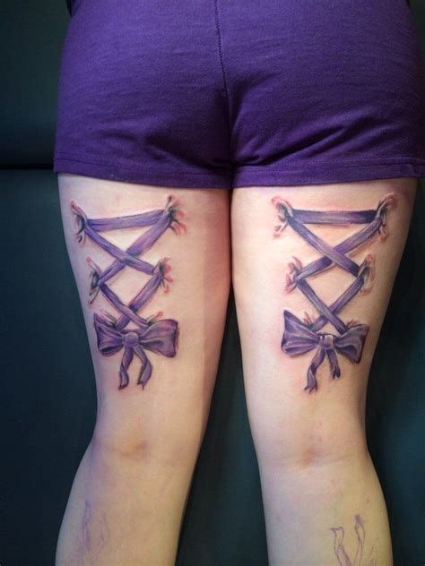 Corset Tattoo On Back Of Legs At Artostattoo Corset Piercing On Thigh