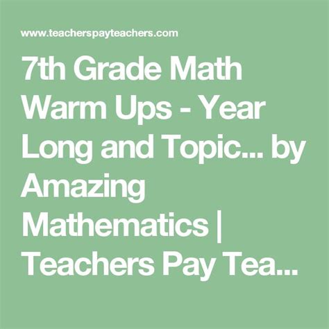 7th Grade Math Warm Ups Bell Ringers Year Long And Topic Based W