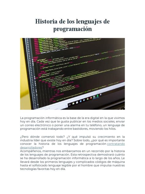 Historia De Los Lenguajes De Programación Pdf Programación De Computadoras Lenguaje De