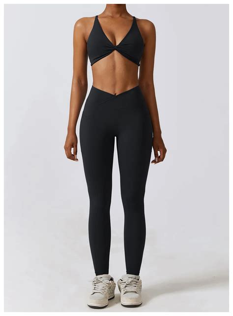 Spark Women Sexy Yoga Sports Bra V Cut High Waist Leggings Yoga Wear