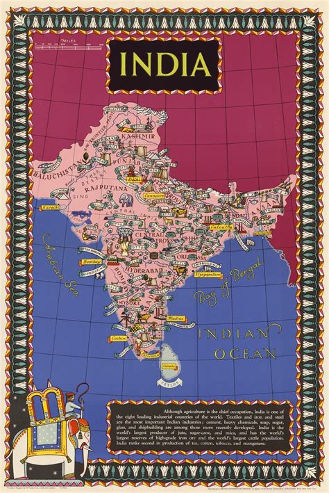 British Raj Resource Map 1930s R Pictorial Maps