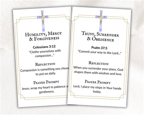 Lent Scripture Cards Printable Prayer Cards 40 Days Of Lent Bible