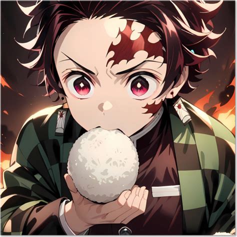 Tanjiro Kamado Demon Slayer Chibi Snack Time Rice Ball Tanjiro Kamado