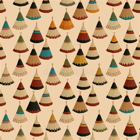 Native American Teepee Seamless Pattern Stock Vector Illustration Of