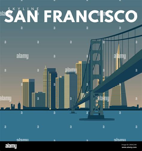 Colored San Francisco City Skyline Vector Stock Vector Image And Art Alamy