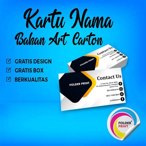 Jual Cetak Kartu Nama Premium Art Karton 260 Gram Free Design Shopee Indonesia