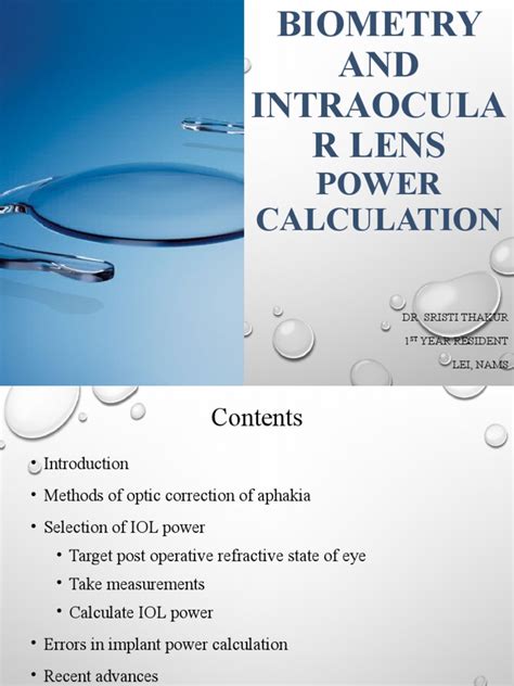 Biometryiol Calculation Pdf Light Vision