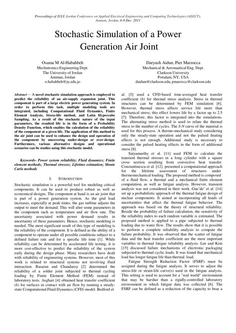Pdf Stochastic Simulation Of A Power Generation Air Joint