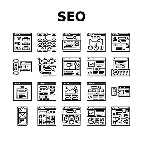 Premium Vector Seo Digital Optimization Strategy Icons Set Vector