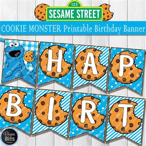 This Listing Is For An Instant Download Cookie Monster Birthday Banner
