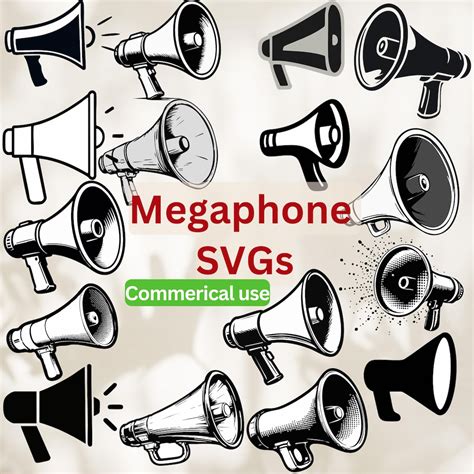 6 Megaphone Svg Bundle Retro And Modern Loudspeaker Clipart Vector