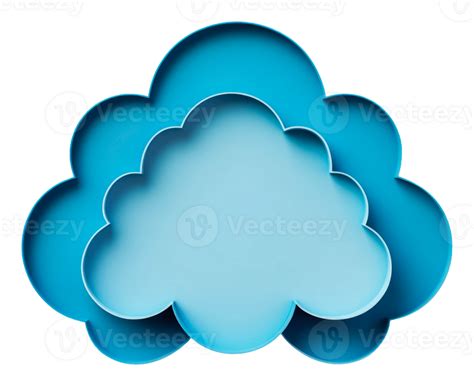 Colorful Blue Cloud Design With Layered Shapes Cut Out Stock