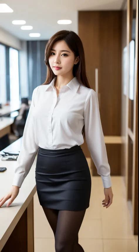 A Bewitching Beautiful Mature Elite Secretary Dressed In A Luxurious
