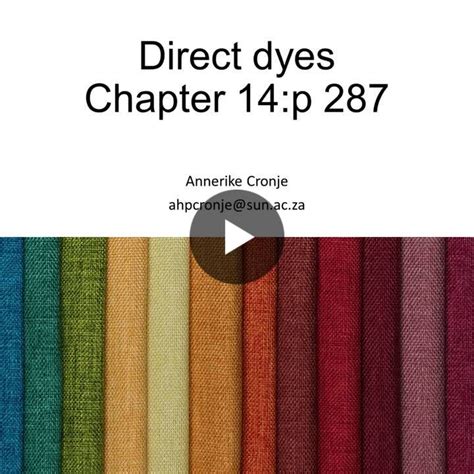 Direct Dyes Are Water Soluble Anionic Dyes Primarily Used For Dyeing