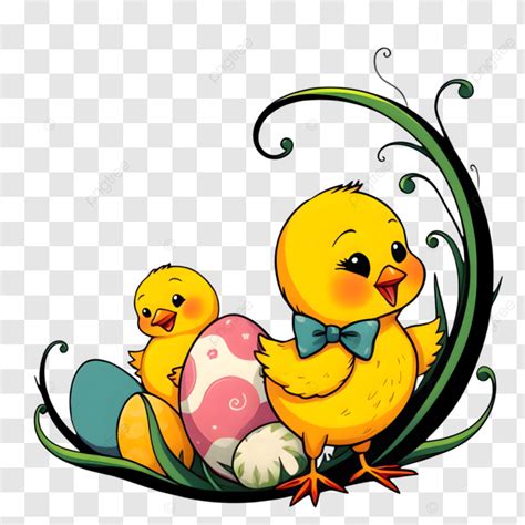 Chicas De Pascua Amarilla Con Marco De Huevos Png Dibujos Pascua De Resurrección Pollitos De