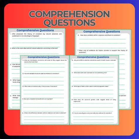 Evolution And Natural Selection Comprehension Passages Assessments