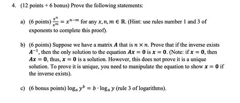 Solved 12 Points 6 Bonus Prove The Following Statements