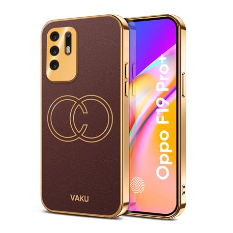 Vaku ® Oppo F19 Pro Plus 5g Skylar Leather Pattern Gold Electroplated