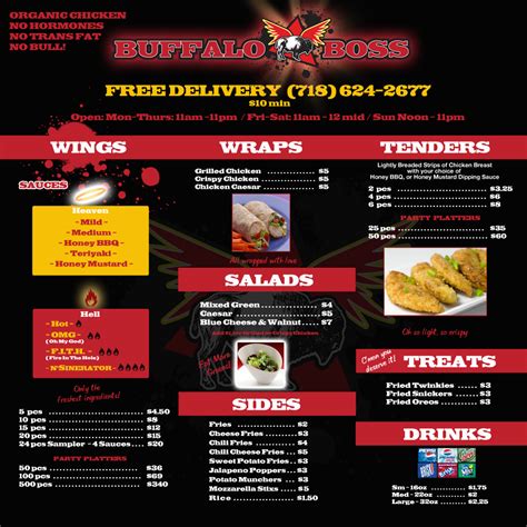 Buffalo Boss Organic Wings And Things We Deliver 718 624 2677