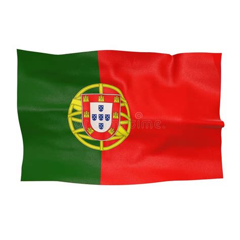 Bandera De Portugal Sobre Fondo Blanco 3drendering Stock De Ilustración